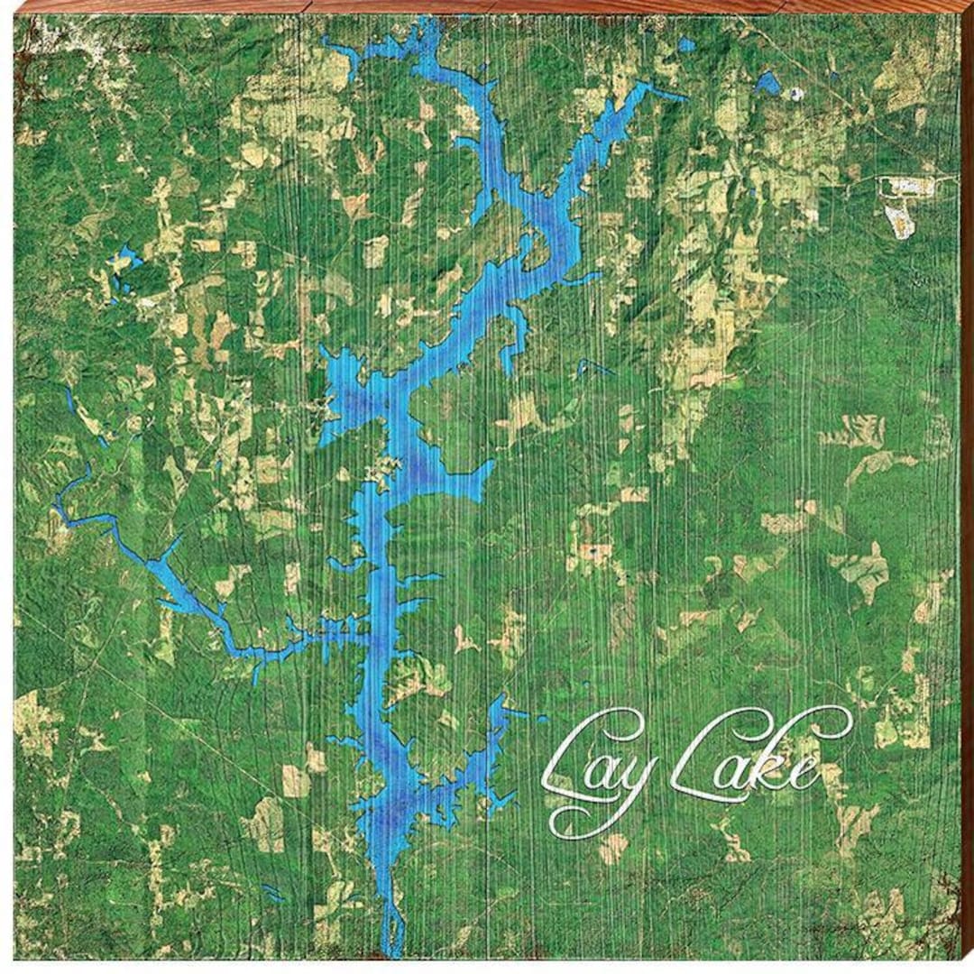 Lay Lake, Alabama Map Wooden Sign Wall Art Print on Real Wood - Etsy