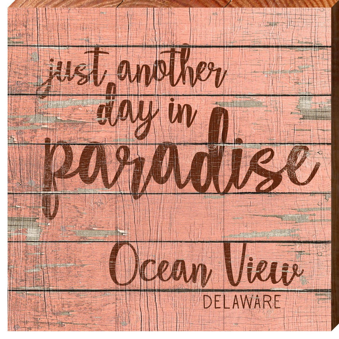 Ocean View, Delaware Paradise Sign | Wall Art Print on Real Wood - Etsy