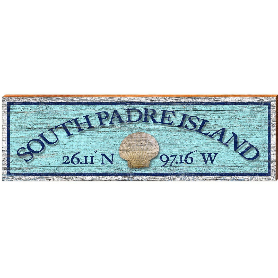 South Padre Island Sea Shell Blue Latitude Longitude | Wall Art Print ...