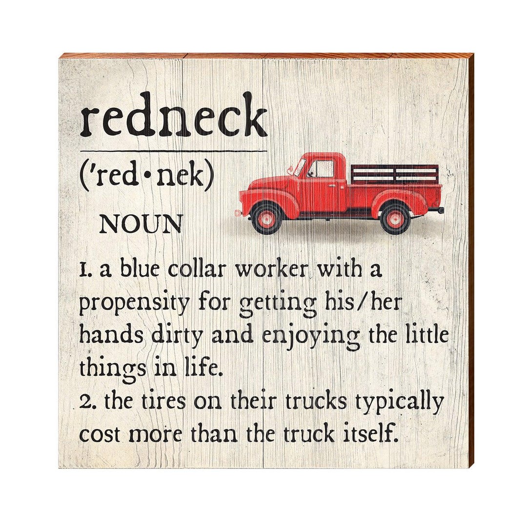 Redneck Definition Wooden Sign Wall Art Print on Real Wood Southern Red ...