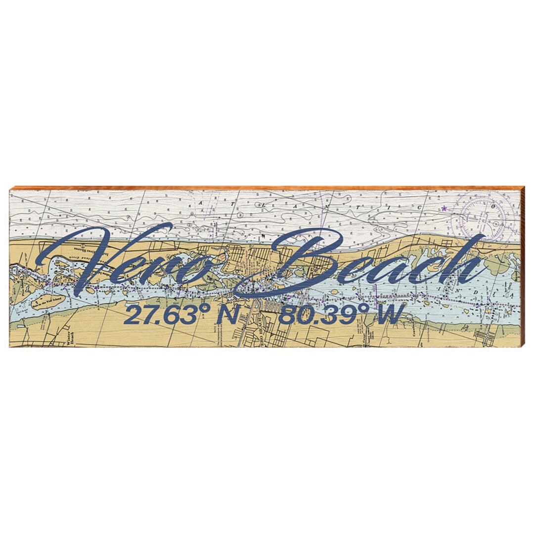 Vero Beach, Florida Map Wooden Sign Wall Art Print on Real Wood - Etsy