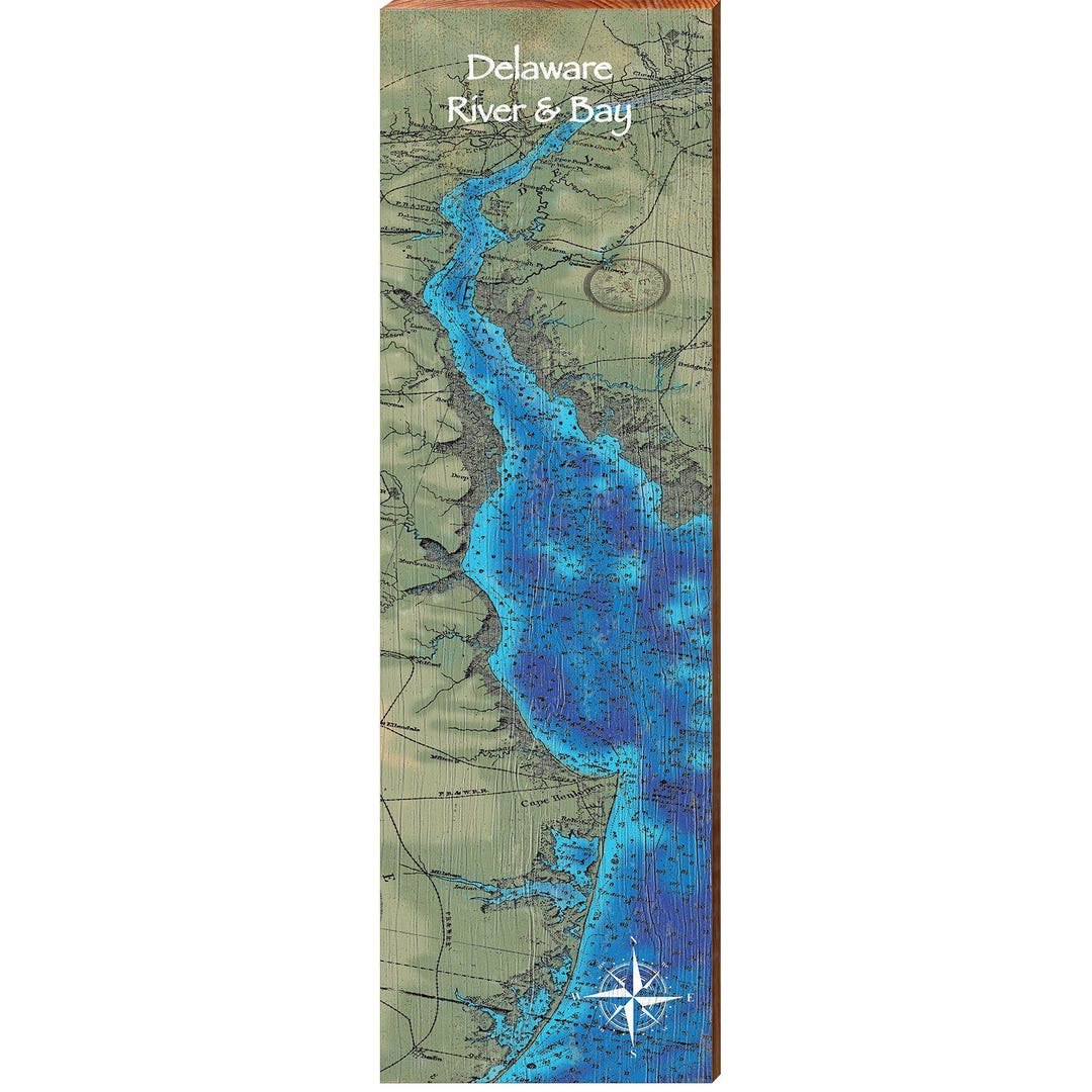 Delaware River & Bay Map | Wall Art Print on Real Wood - Etsy