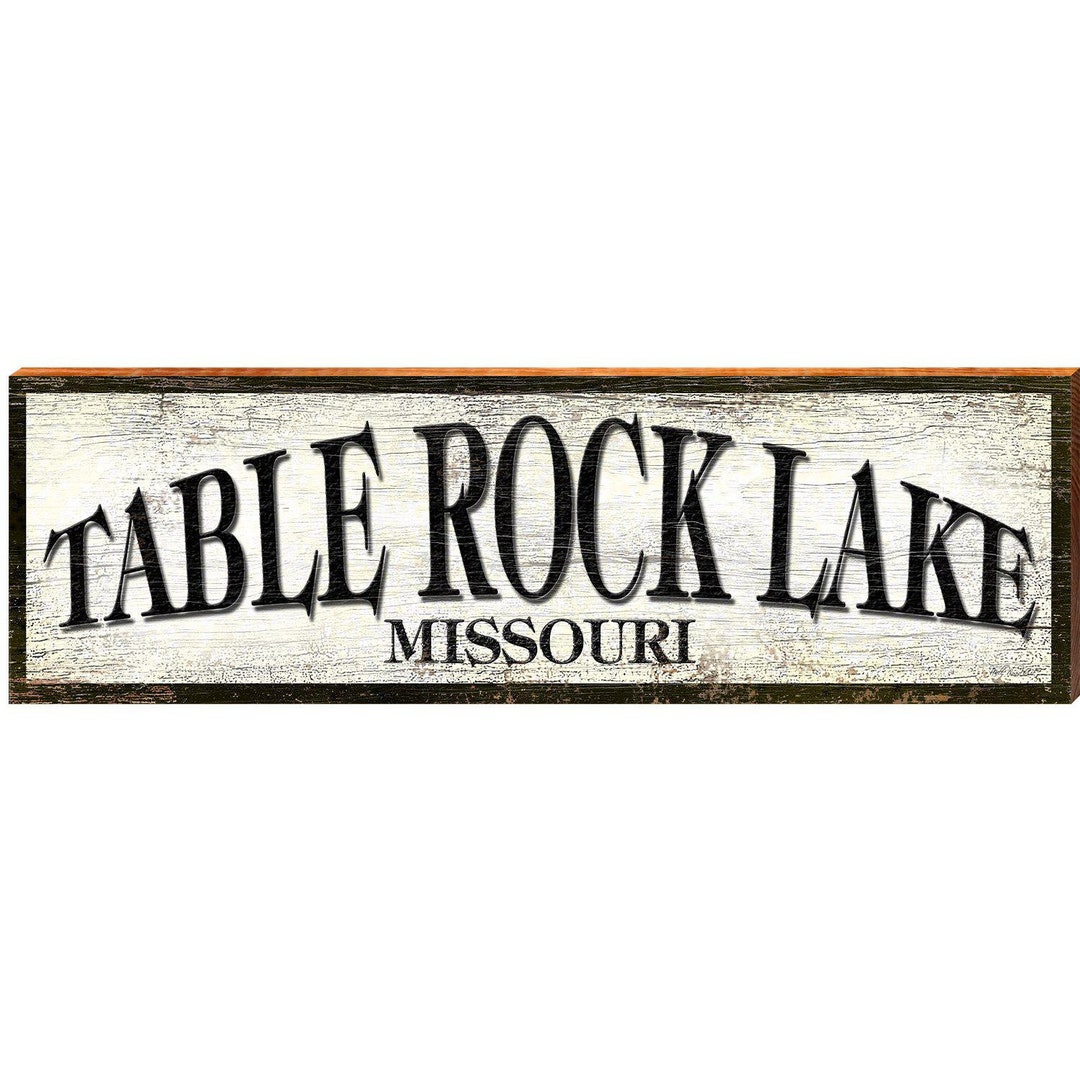 Table Rock Lake Missouri Black & White Sign Wall Art Print on Real Wood ...