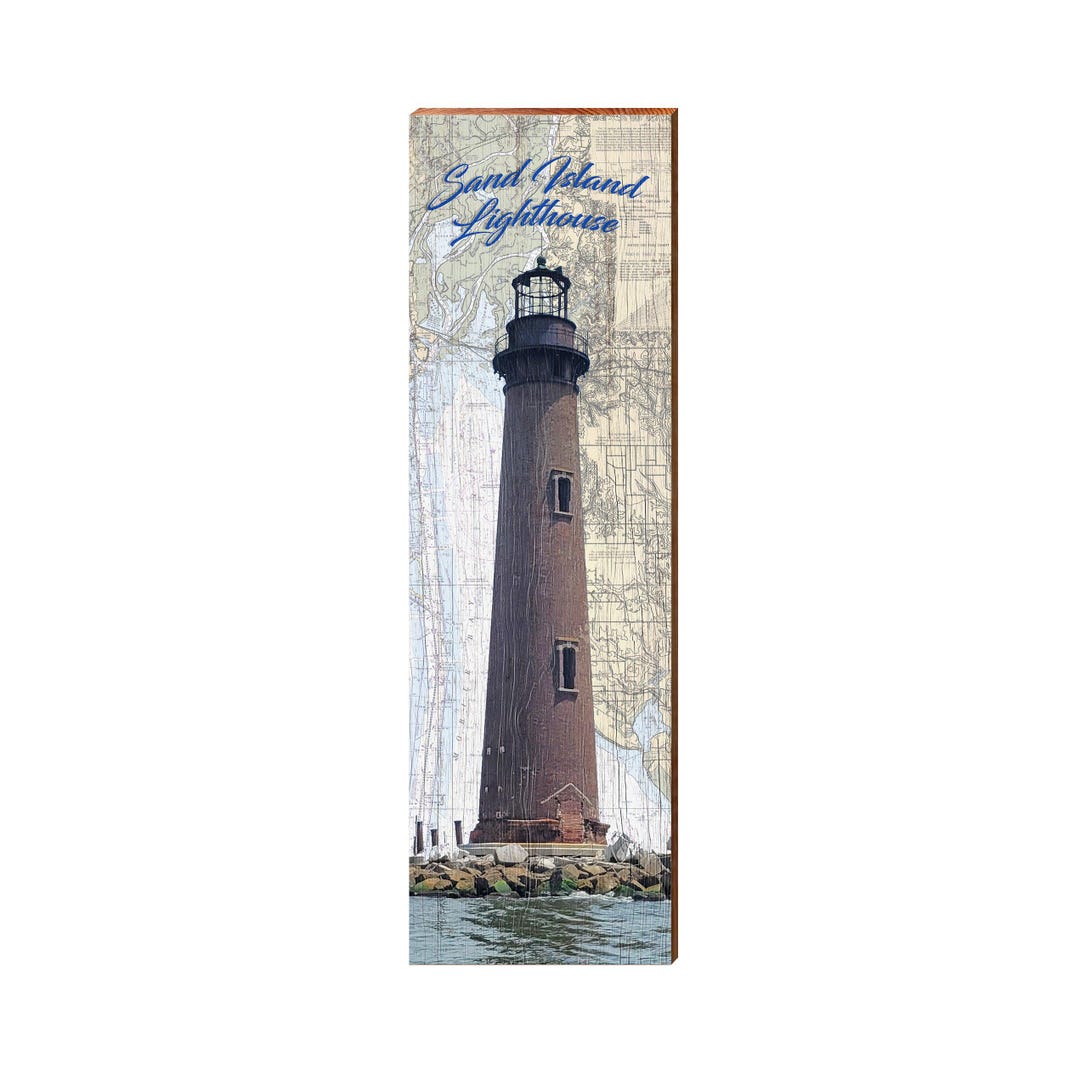 Sand Island Lighthouse, Alabama Wooden Sign | Wall Art Print on Real ...