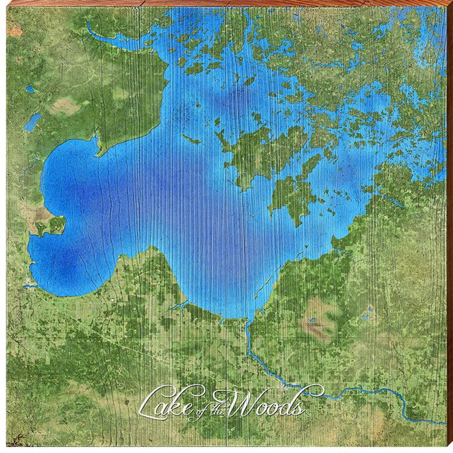 Lake of the Woods Map Home Decor Art Print on Real Wood | Etsy