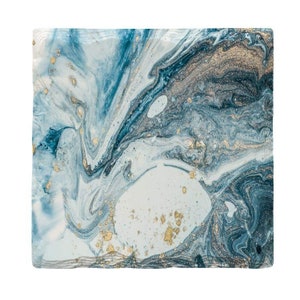 Blues & Grays Marbling Drink Coaster Set - Etsy
