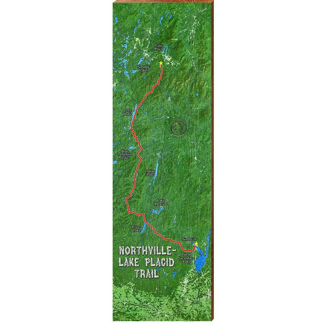 Northville Lake Placid Trail, New York Map Wooden Sign | Wall Art Print ...