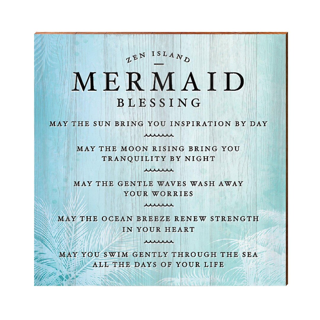 Zen Island Mermaid Blessing Wooden Sign Wall Art Print on Real Wood - Etsy
