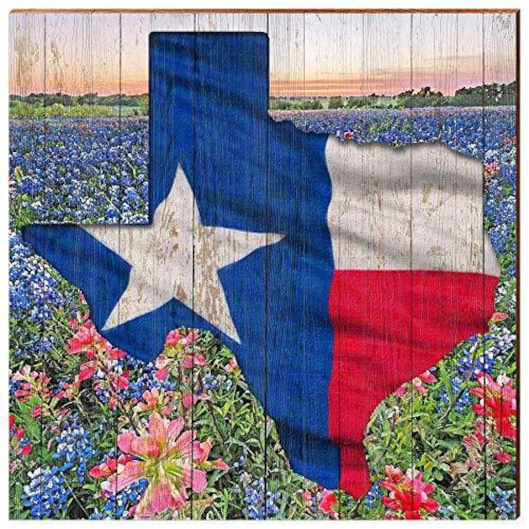 Texas State Flag Wooden Sign | Wall Art Print on Real Wood | Lone Star ...