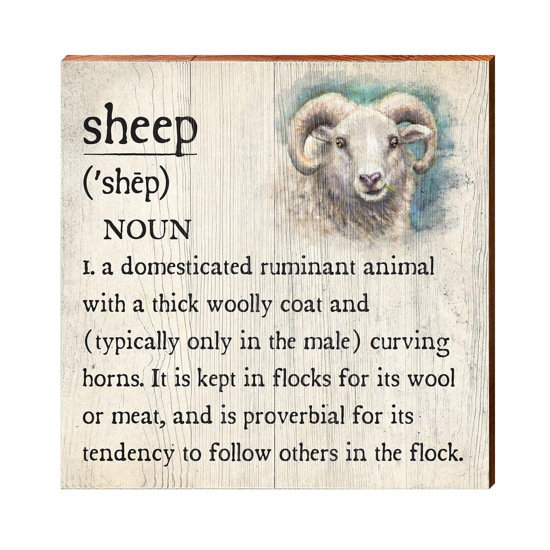 Sheep Definition Wooden Sign | Wall Art Print on Real Wood | Farmhouse ...
