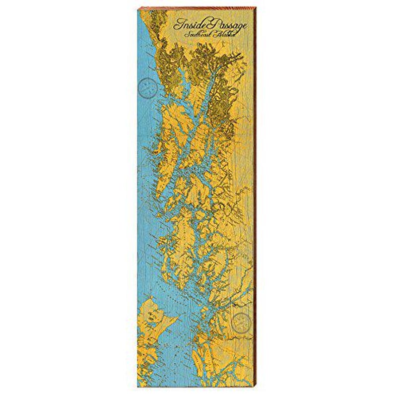Southeast Alaska Inside Passage Map Wooden Sign | Wall Art Print on ...