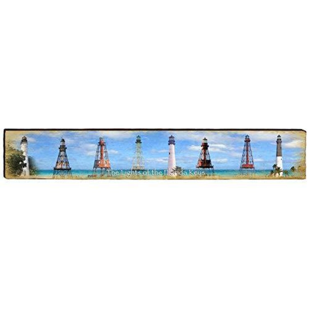 Florida Keys Lighthouses Wooden Sign Wall Art Print on Real - Etsy