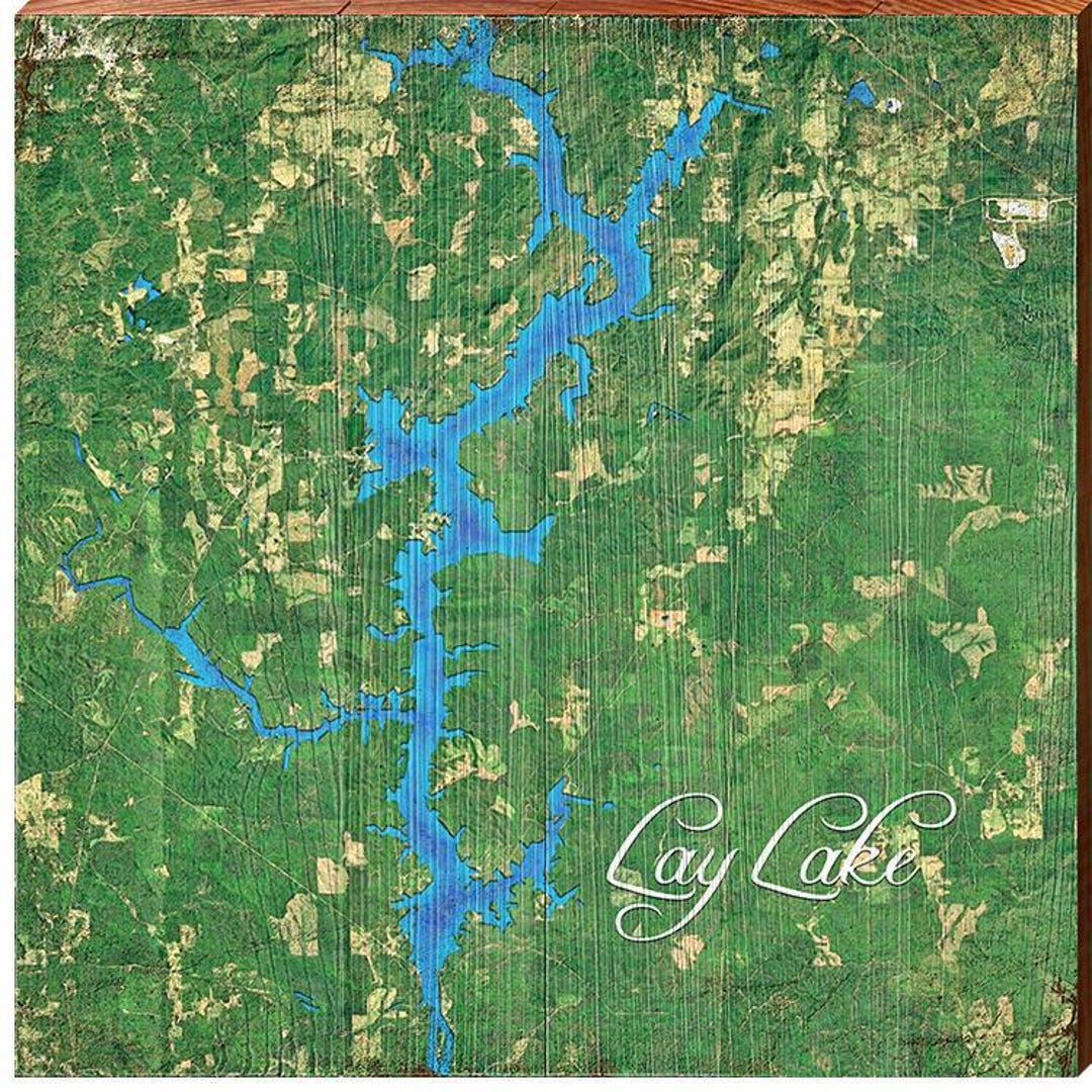 Lay Lake, Alabama Map Wooden Sign | Wall Art Print on Real Wood - Etsy