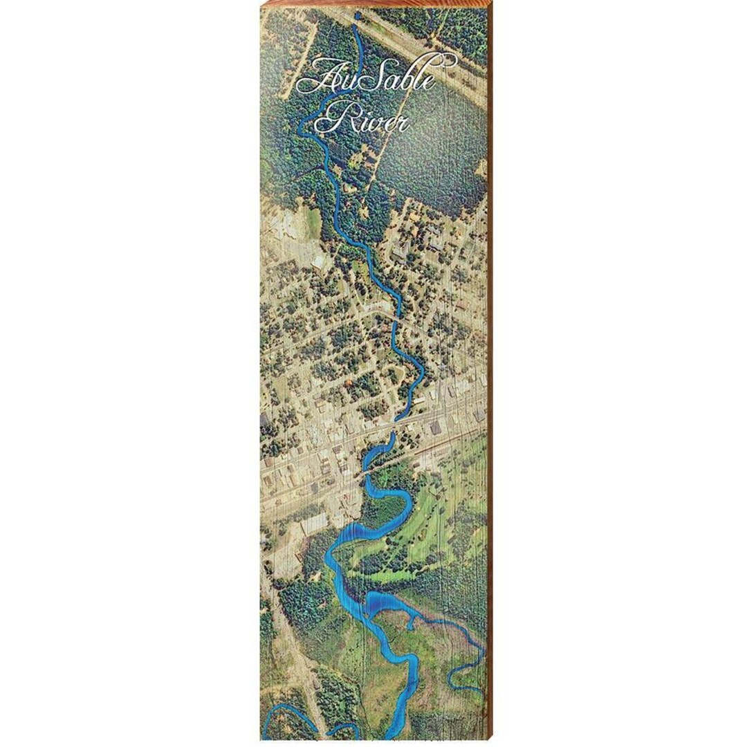 Au Sable River, Michigan Map | Wall Art Print on Real Wood - Etsy