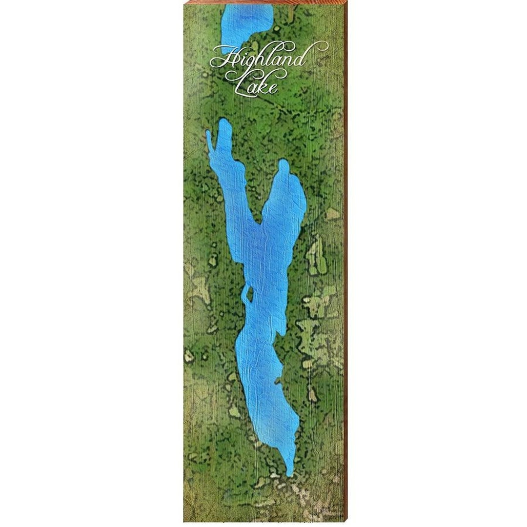 Highland Lake Maine Map Wooden Sign Wall Art Print on Real - Etsy