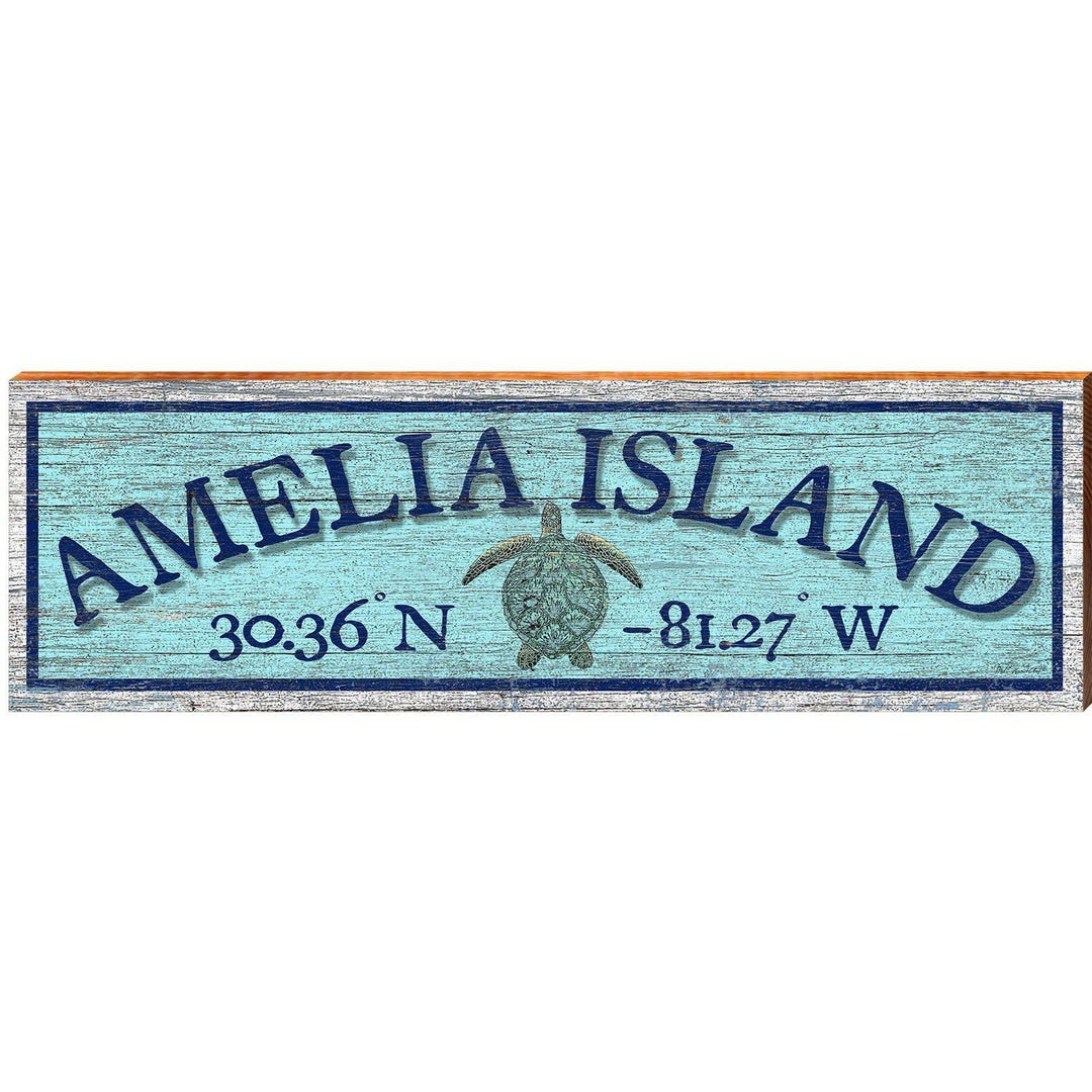 Amelia Island Coordinates Sign Wall Art Print on Real Wood - Etsy