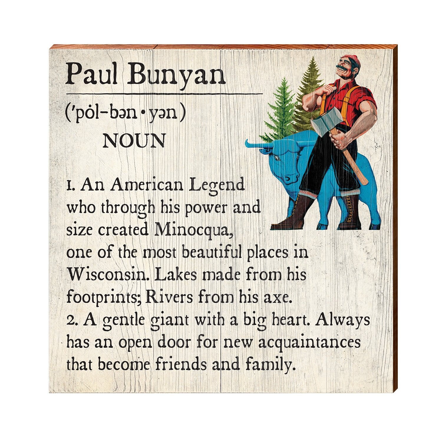 Paul Bunyan Definition Sign Real Wood Art Print | Etsy