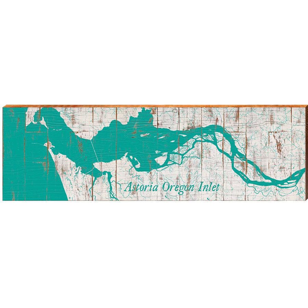 Astoria Oregon Inlet, Oregon Wooden Map Sign Wall Art Print on Real ...