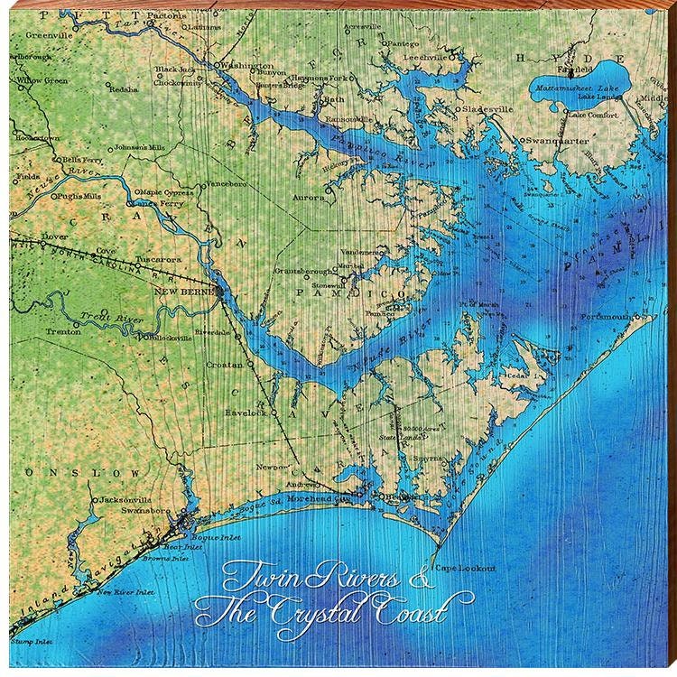 Twin Rivers and the Crystal Coast Map Home Decor Art Print on - Etsy Canada