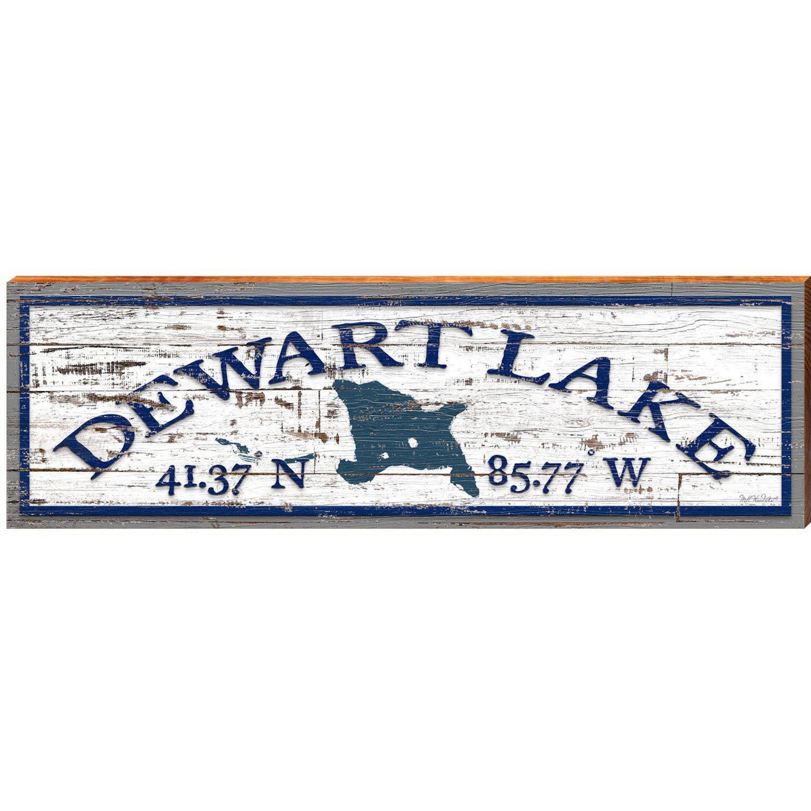 Dewart Lake Lake Shape White Shabby Latitude Longitude ABS1 - Etsy