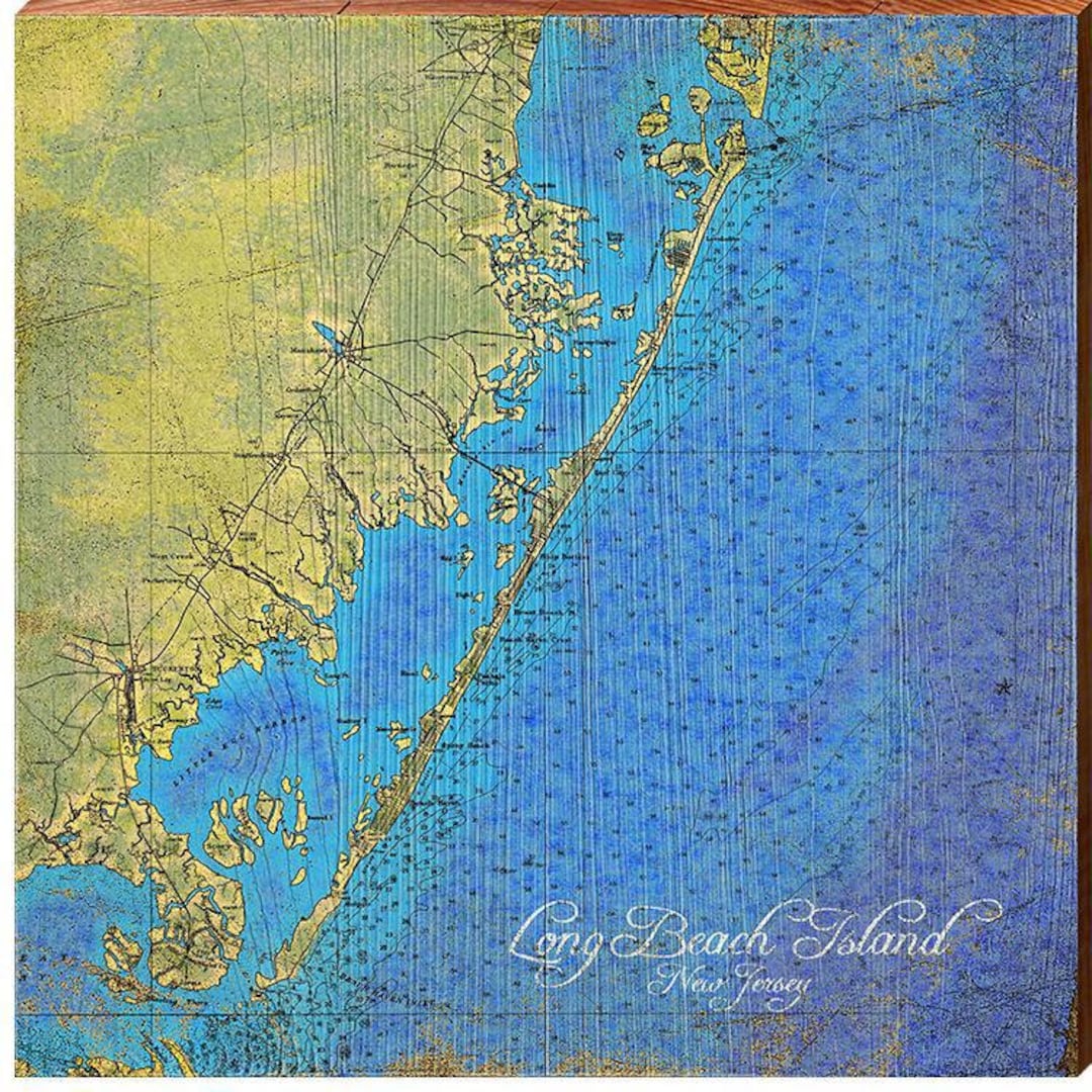 Long Beach Island Map Home Decor Art Print on Real Wood - Etsy