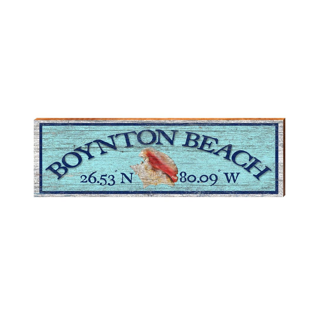 Boynton Beach Conch Shell Latitude Longitude Sign | Wall Art Print on ...