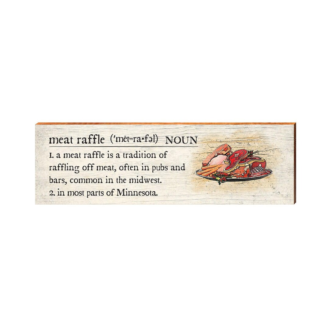 Meat Raffle Definition Wooden Sign | Wall Art Print on Real Wood ...