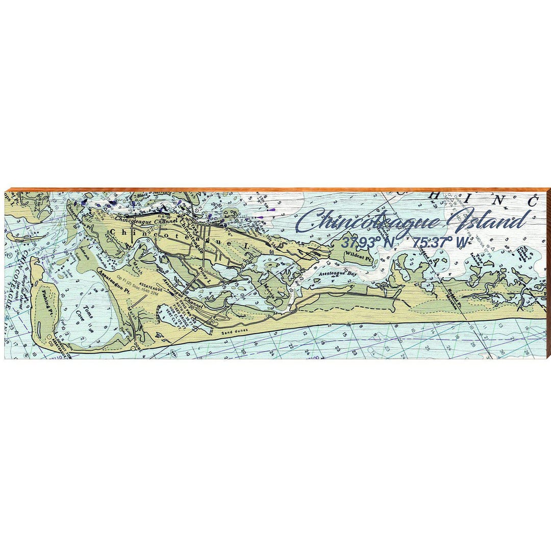 Chincoteague Island NOAA Chart Map | Wall Art Print on Real Wood - Etsy