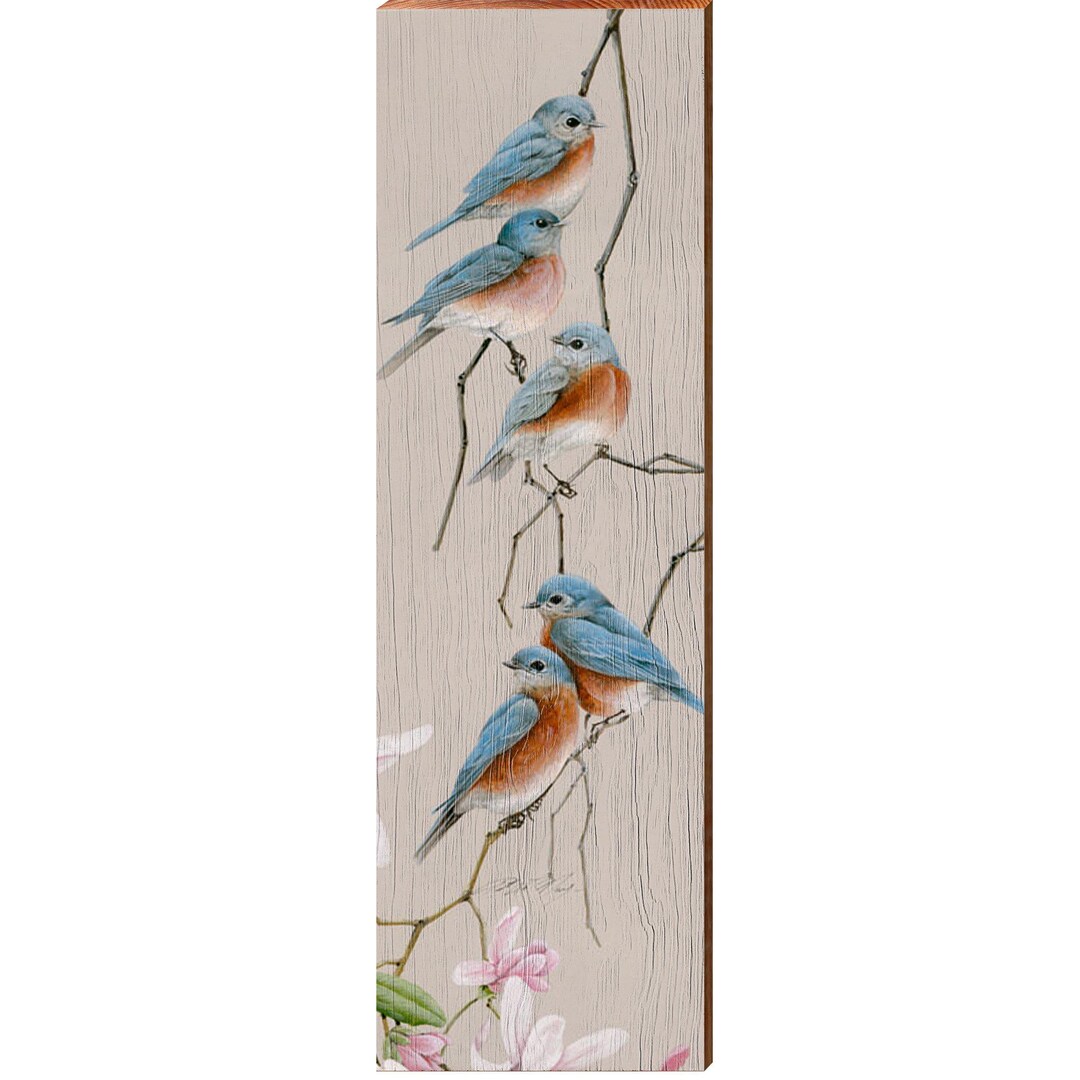 Art Lamay Blue Birds Wall Art Print on Real Wood - Etsy