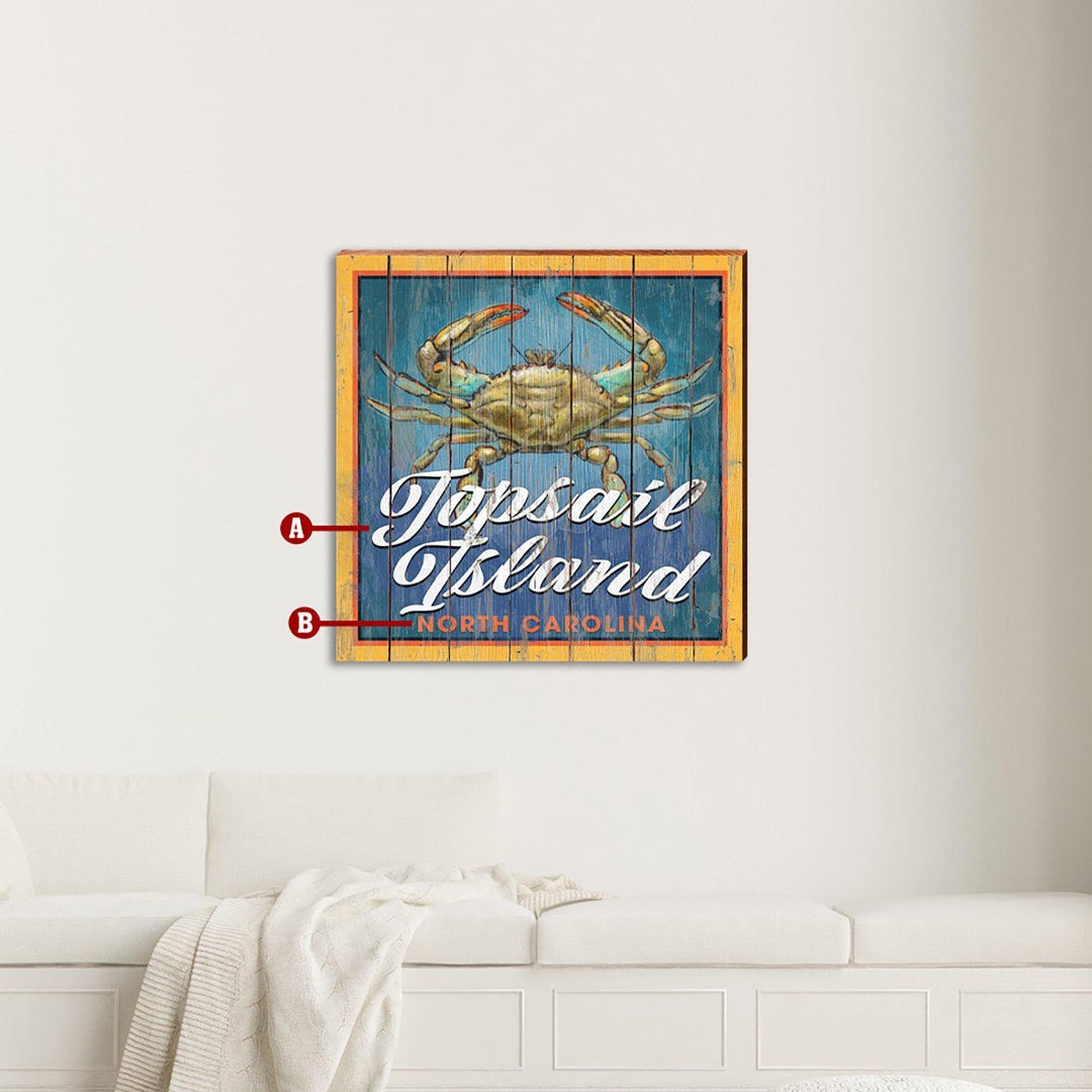 Coastal Blue Crab Customizable Sign | Wall Art Print on Real Wood - Etsy