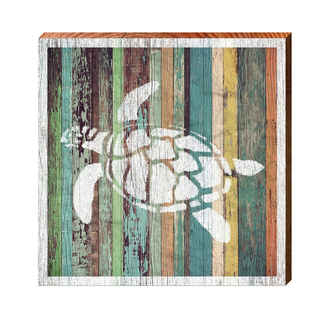 Sea Turtle Orange Boards Wall Art Print on Real Wood - Etsy