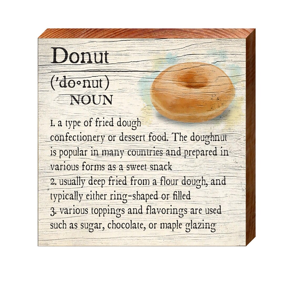 Donut Definition Wooden Sign | Wall Art Print on Real Wood | Home Decor ...