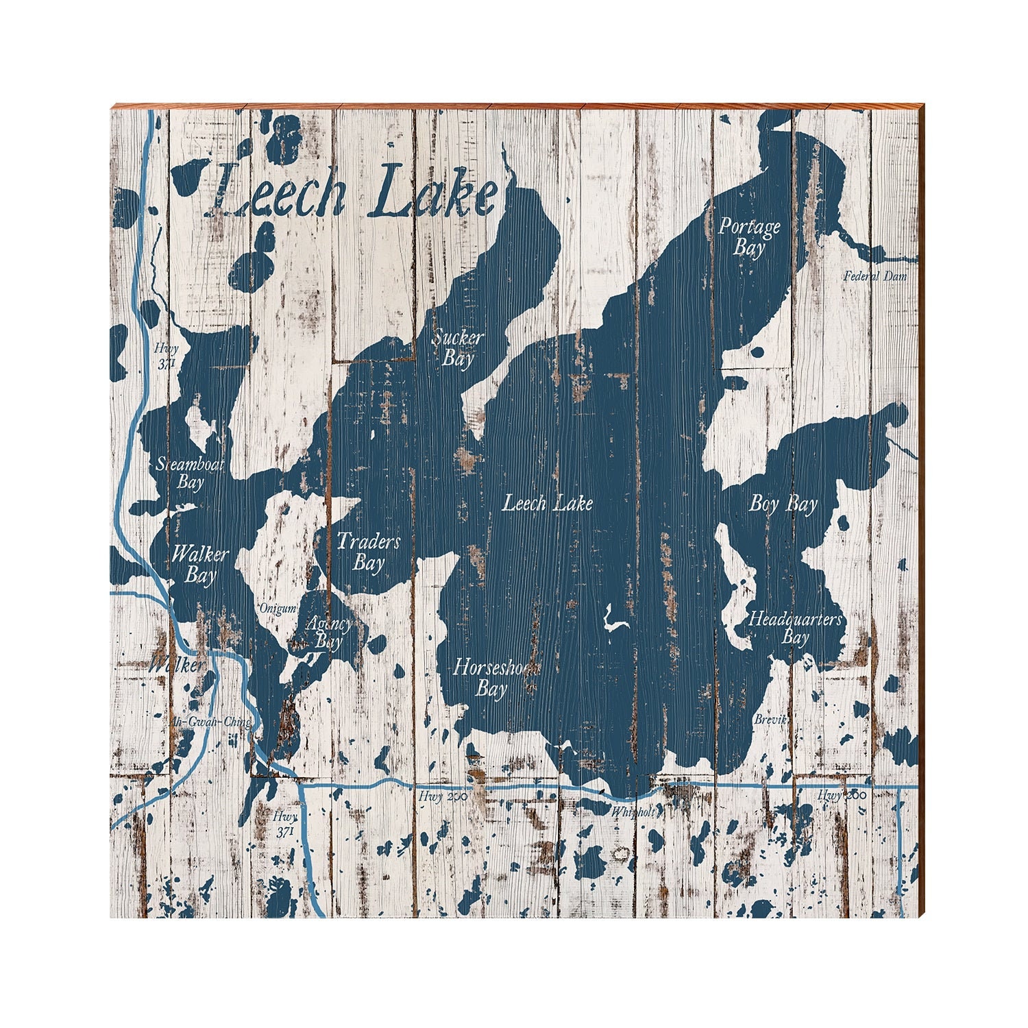 Leech Lake Minnesota Shabby Map Sign Wall Art Print on Real - Etsy