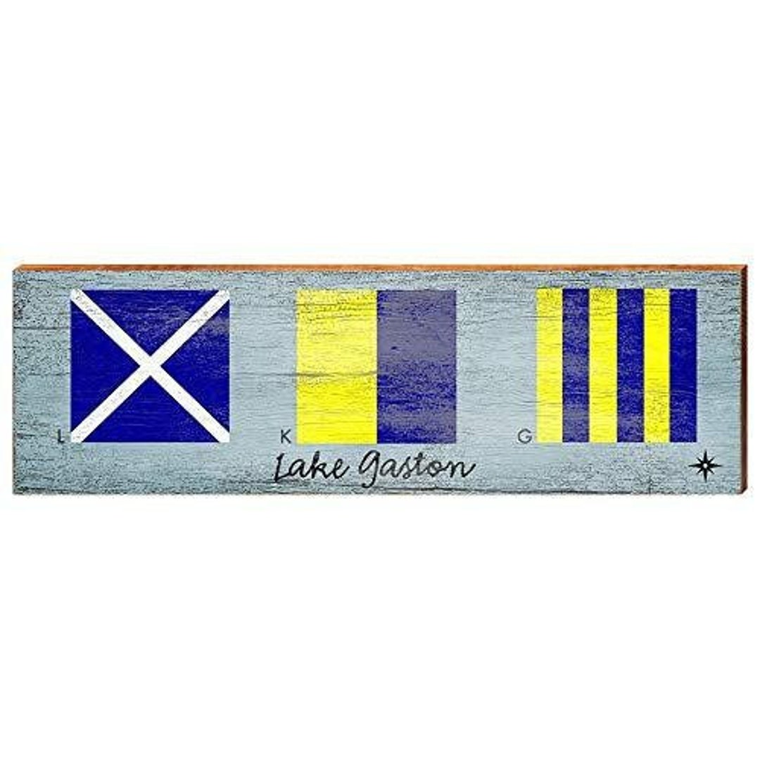 Lake Gaston Nautical Flags Home Decor Art Print on Real Wood 9.5x30 ...