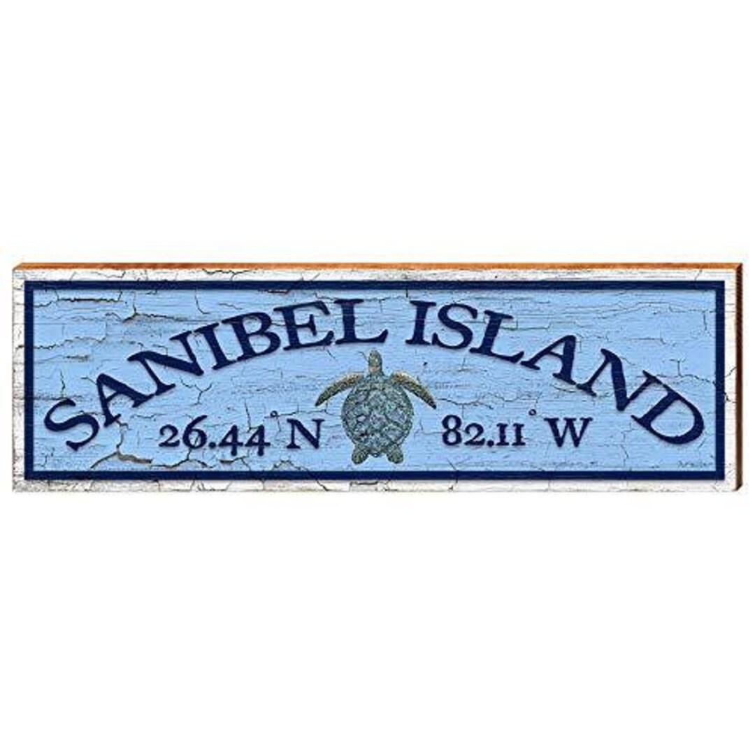 Sanibel Island Florida Sea Turtle Latitude Longitude Wooden - Etsy