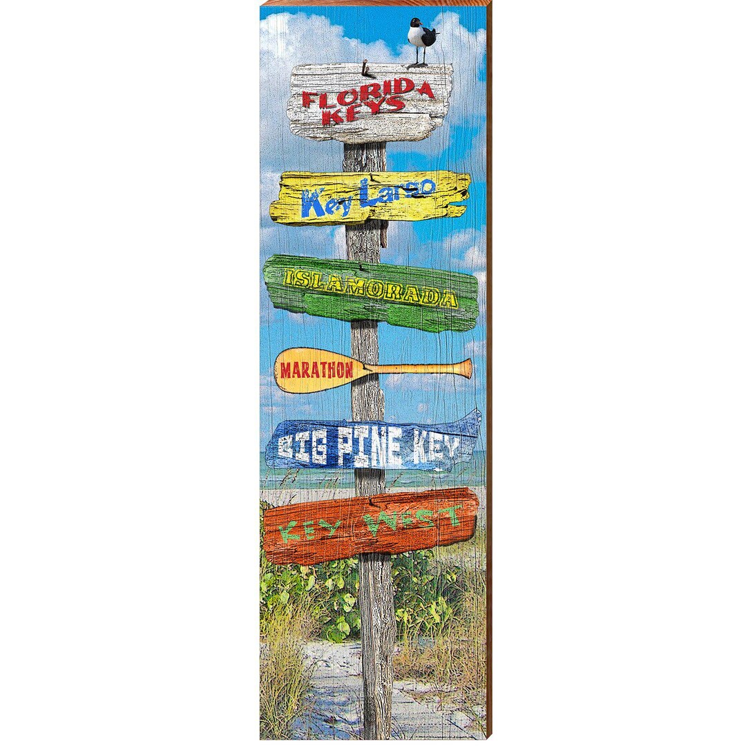 Florida Keys Wooden Directional Sign | Wall Art Print on Real Wood - Etsy