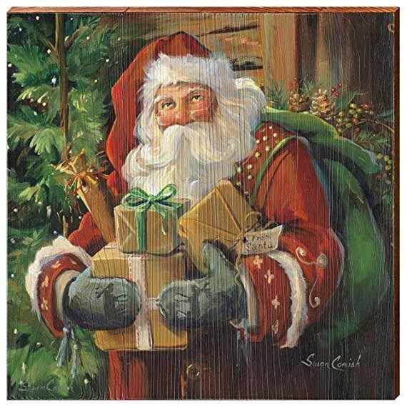 Susan Comish Holiday Cheer Santa Home Decor Art Print on | Etsy