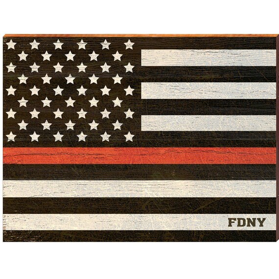 New York City Fire Department FDNY Flag Wooden Sign Wall | Etsy