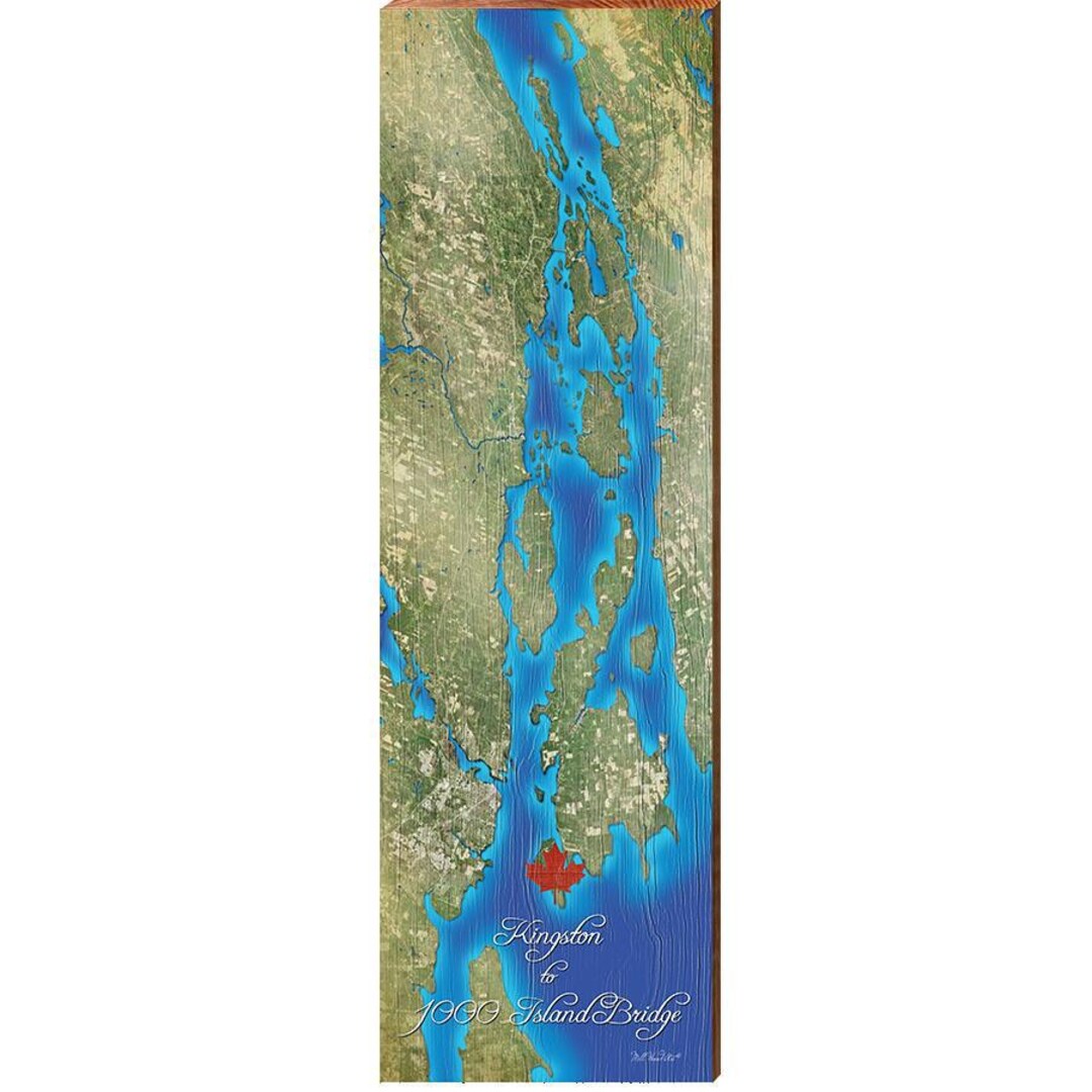 Kingston to 1000 Islands Bridge Map | Wall Art Print on Real Wood - Etsy