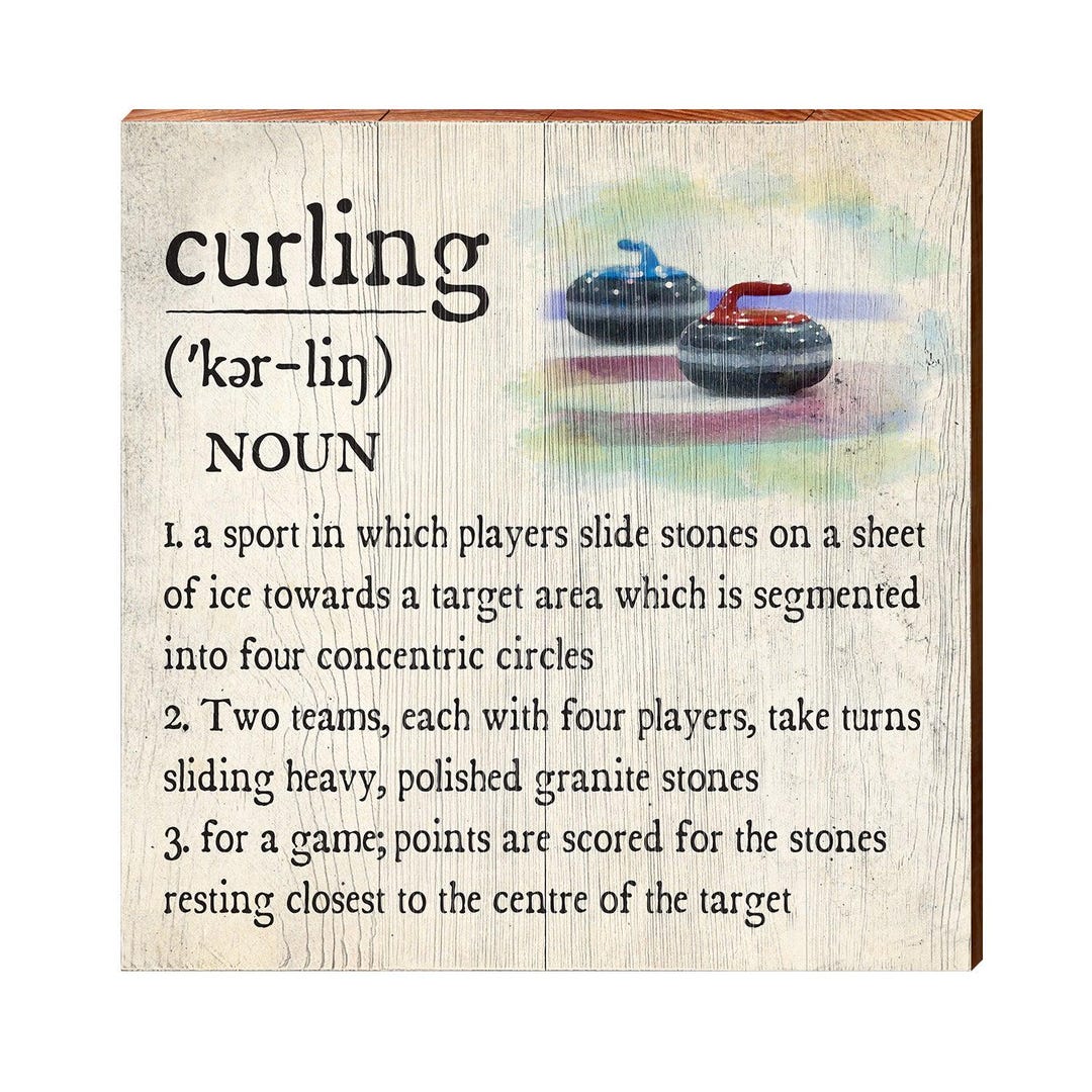 Curling Definition Wooden Sign | Wall Art Print on Real Wood - Etsy