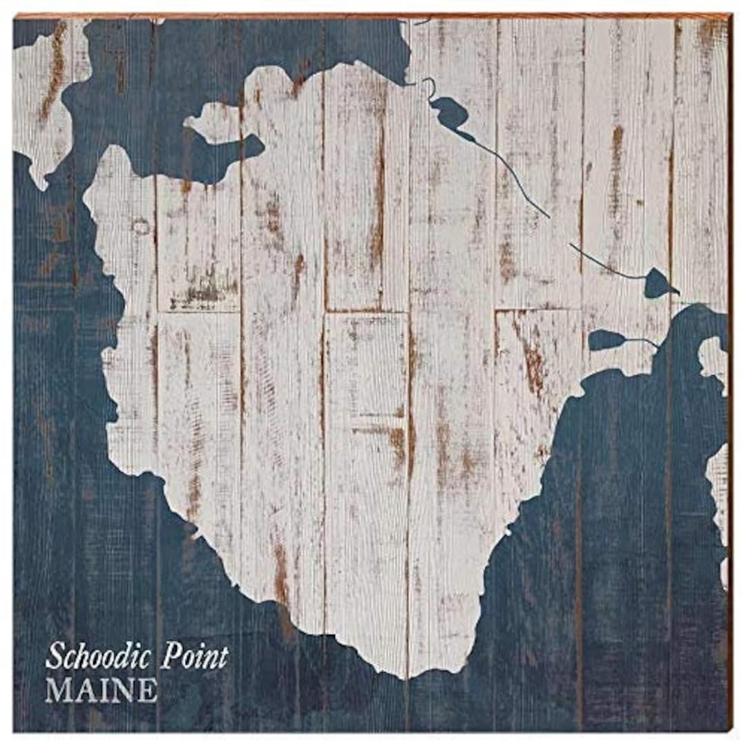 Schoodic Point Shabby Map Home Decor Art Print on Real Wood - Etsy