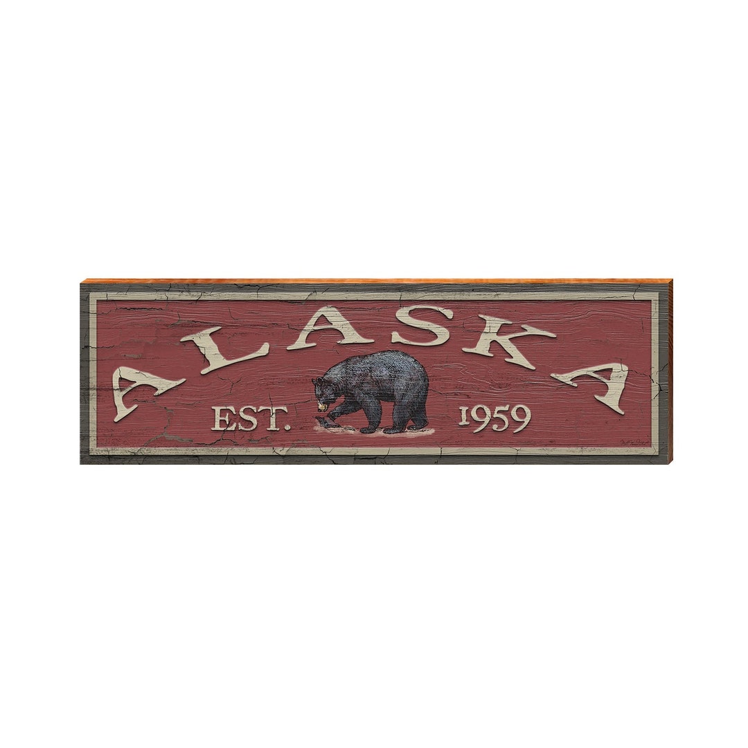 Alaska Bear Wooden Sign Wall Art Print on Real Wood - Etsy