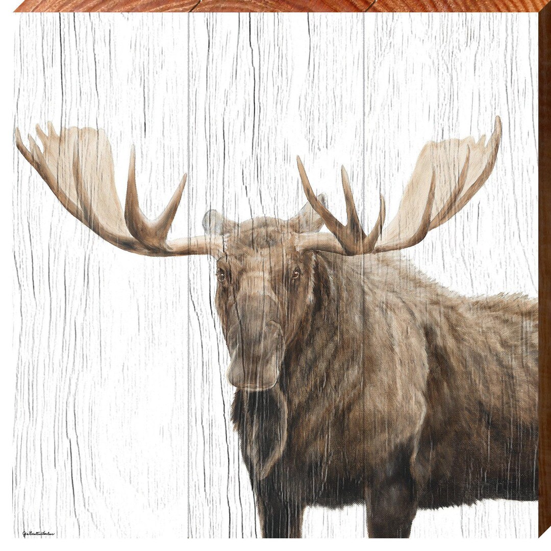Moose Wooden Sign Wall Art Print on Real Wood Artist: Jan Harless - Etsy