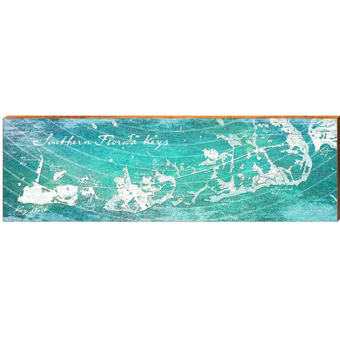Southern Florida Keys Map Wooden Sign Wall Art Print on Real Wood - Etsy
