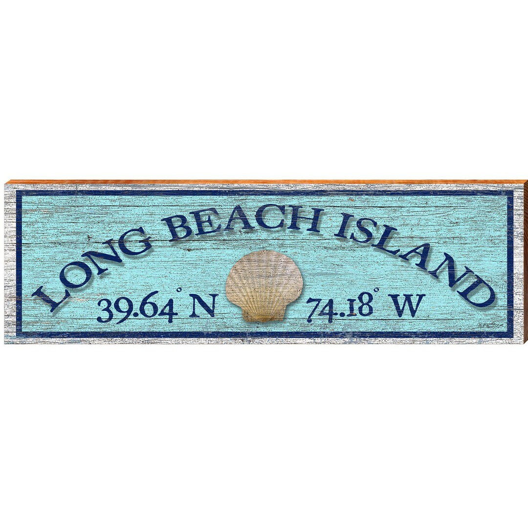 Long Beach Island Sea Shell Blue Latitude Longitude | Wall Art Print on ...