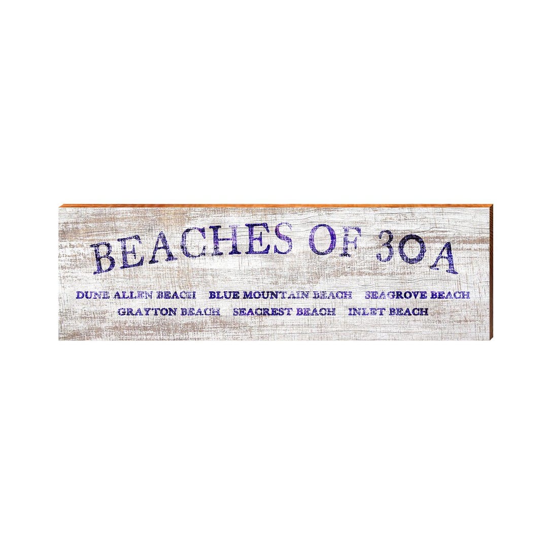 Beaches of 30A Navy Coastal White Sign | Real Wood Wall Art Print - Etsy