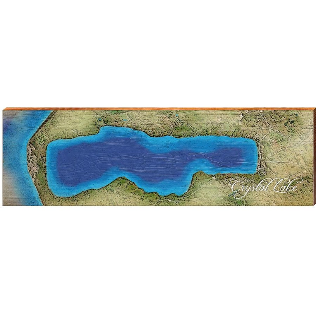 Crystal Lake Michigan Map Wall Art Print on Real Wood - Etsy
