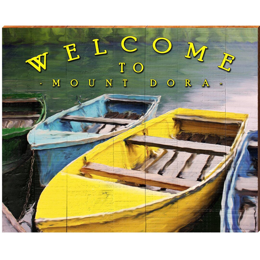 Welcome to Mount Dora Boats | Wall Art Print on Real Wood - Etsy