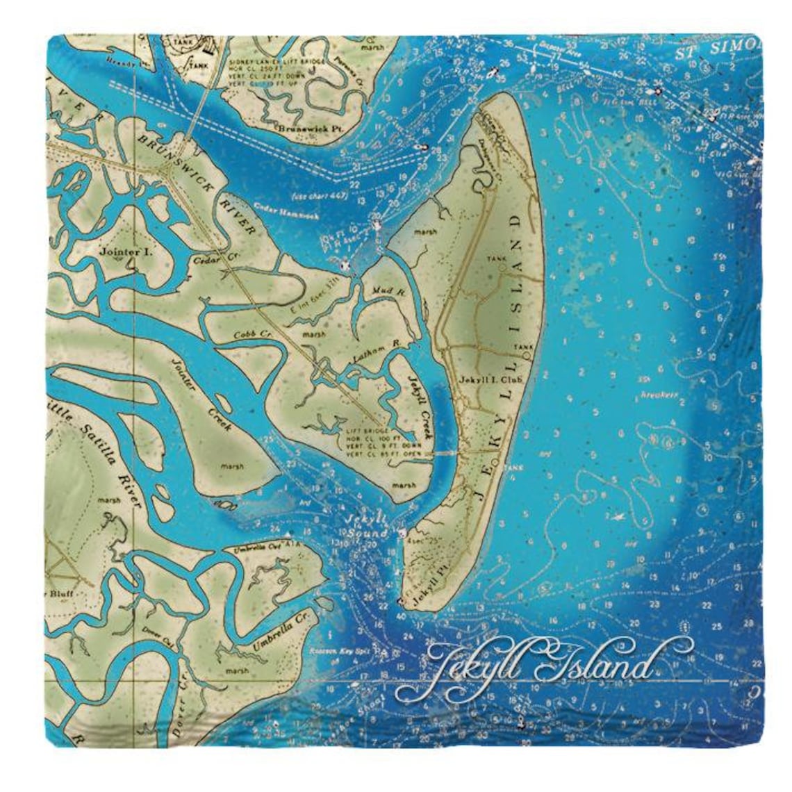 Jekyll Island Georgia Map Drink Coaster Set Set of 4 - Etsy