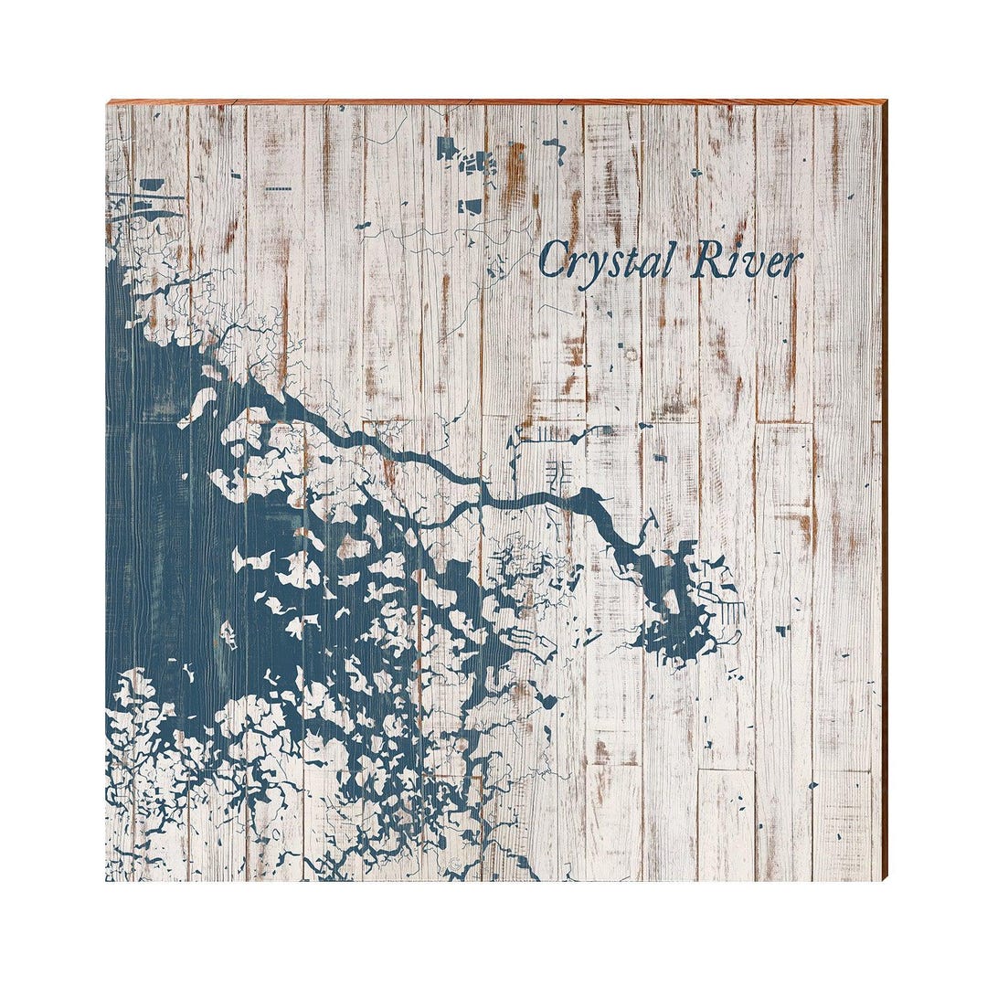 Letrero de madera con el mapa de Crystal River, Florida, impresión ...